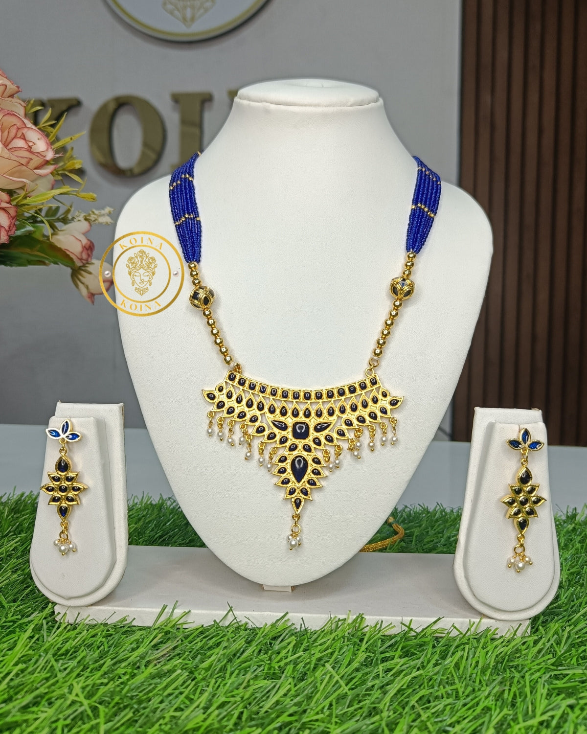 Blue Assamese jewellery set – Koina
